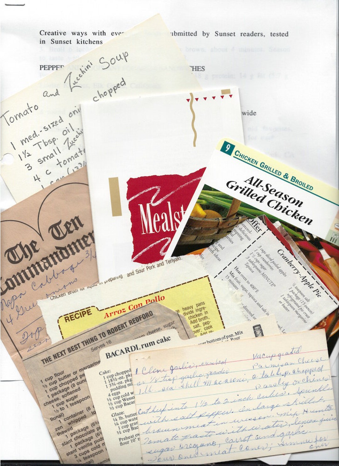 Old Recipe Collection - Assorted Set of 10 for Collecting, Collage ...