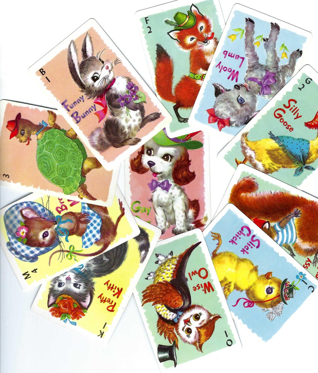 Vintage Animal Rummy Playing Cards for Assemblage, Collage, Mixed Media ...