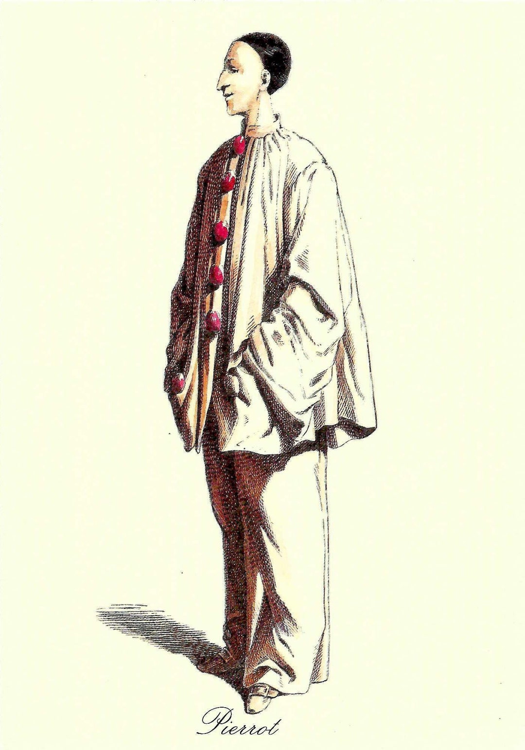 Commedia Dell'arte Pierrot Print to Frame or Use in Paper Arts, Collage ...