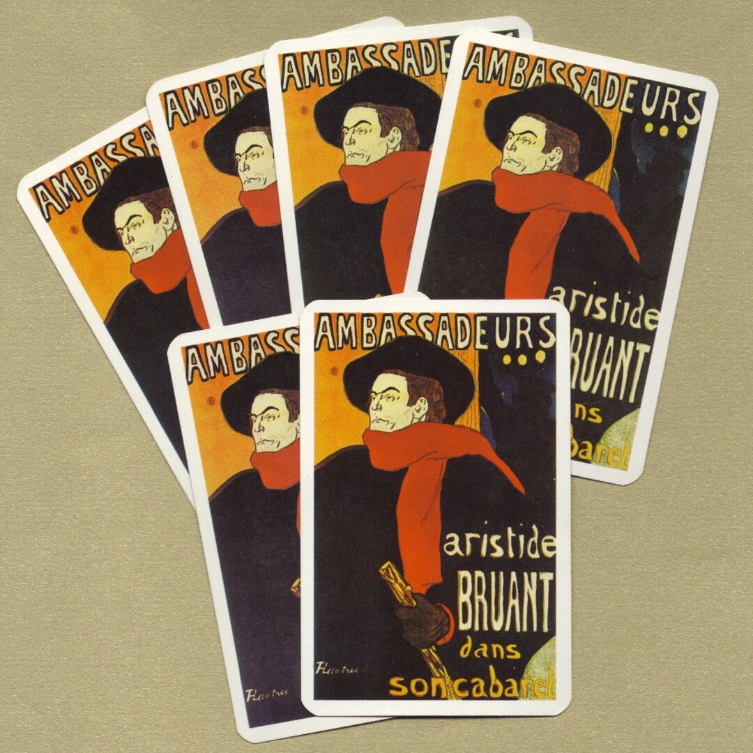 Vintage Toulouse-lautrec Playing Cards for Atcs, Collage, Scrapbooking ...