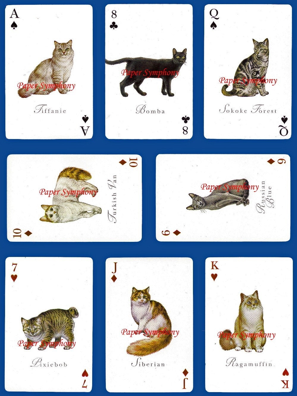 Printed Cats on Playing Cards Collage Sheet for Junk Journals, Collage ...