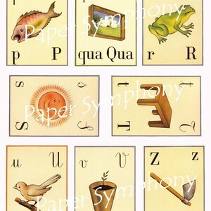 Vintage Inspired Italian Alphabet Flash Cards Digital Collage Sheets ...
