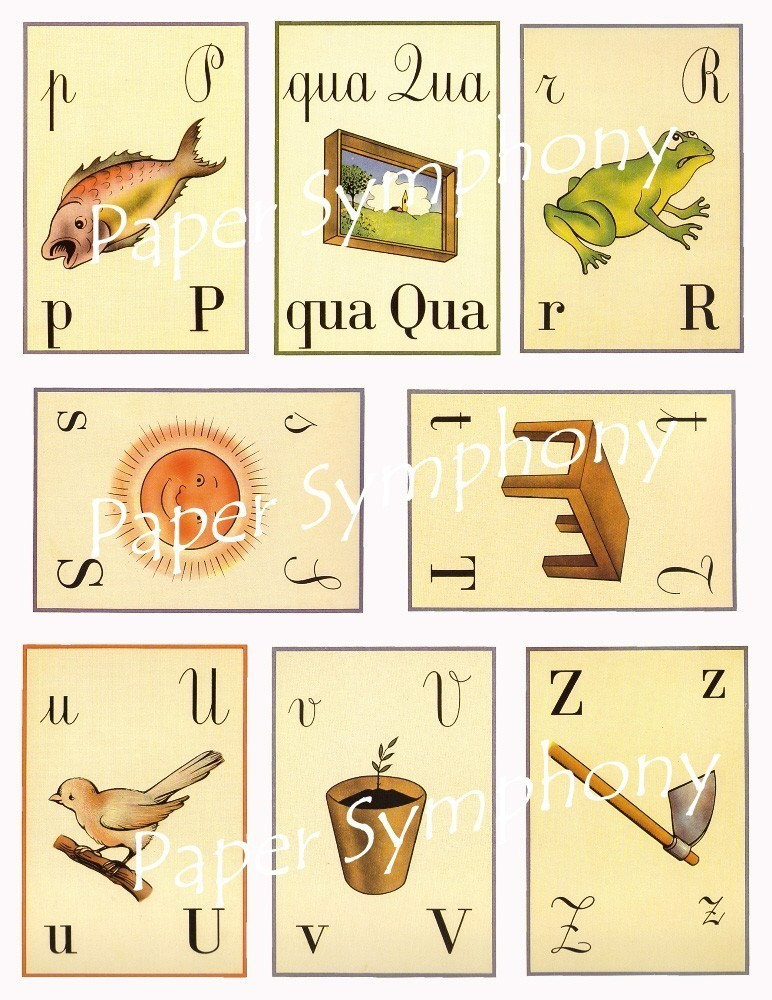 Vintage Inspired Italian Alphabet Flash Cards Digital Collage | Etsy