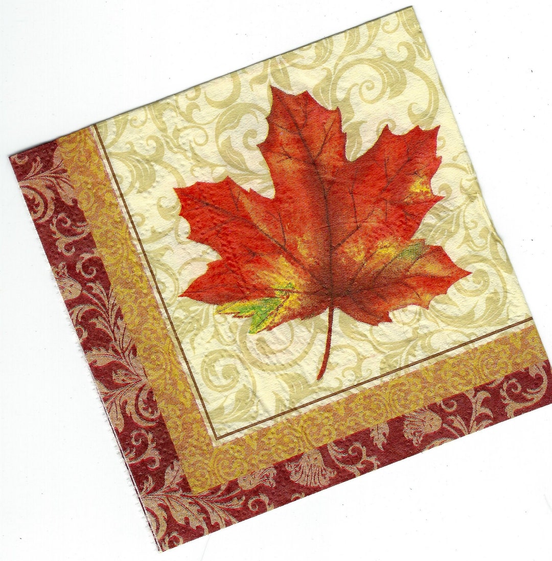 Maple Leaf Paper Napkin for Decoupage, Junk Journals, Scrapbooking ...