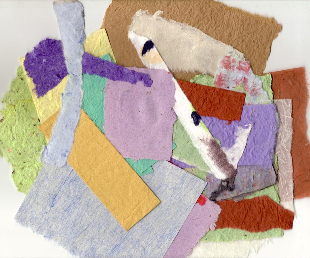 Handmade Paper Scrap Pack - 30 Pieces for Collage, Junk Journals, Paper ...