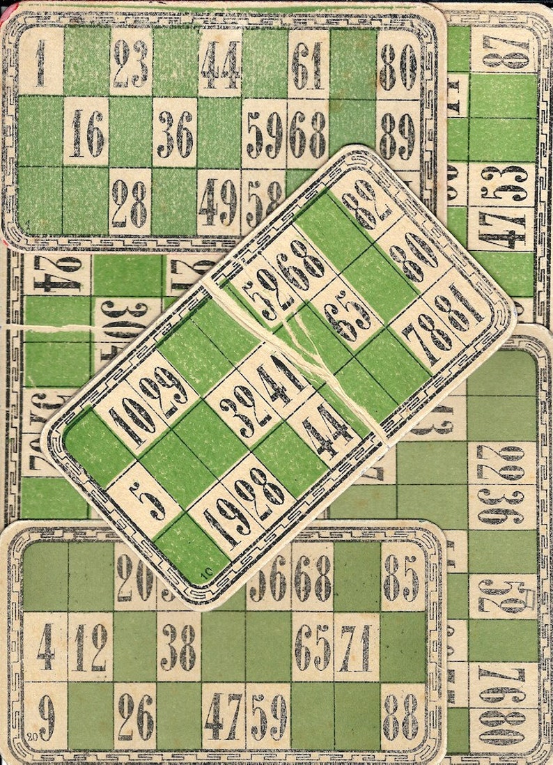 Vintage Lotto Game Card One Random Card for Collage, Assemblage, Mixed ...