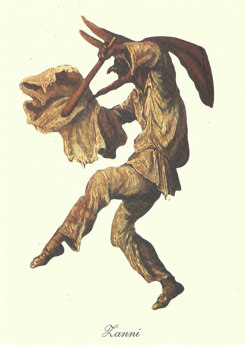 Italian Commedia Dell'arte Zanni Print to Frame or Use in Paper Arts ...