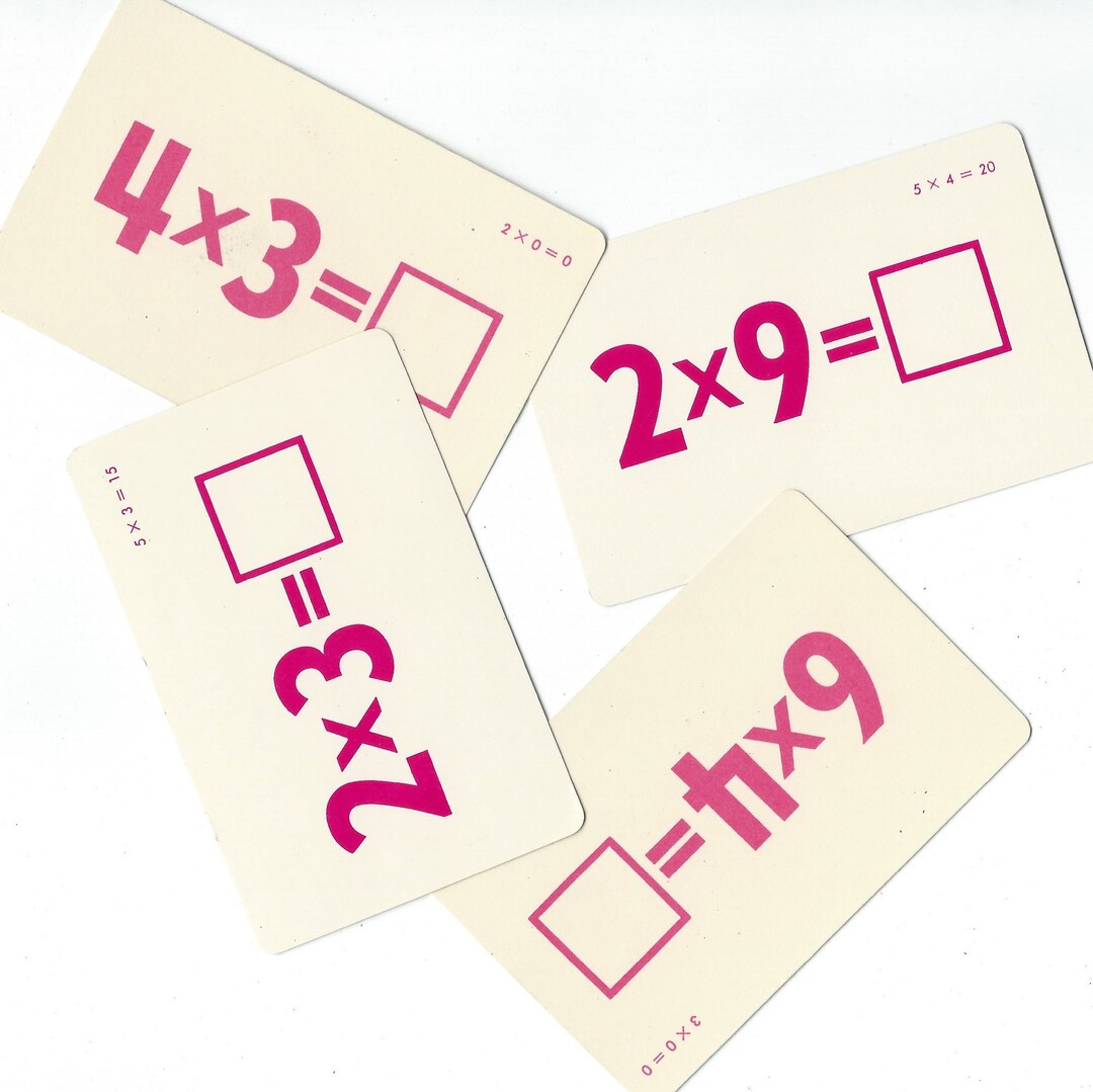 Vintage Flash Cards, School Arithmetic, Multiplication Flash Cards ...