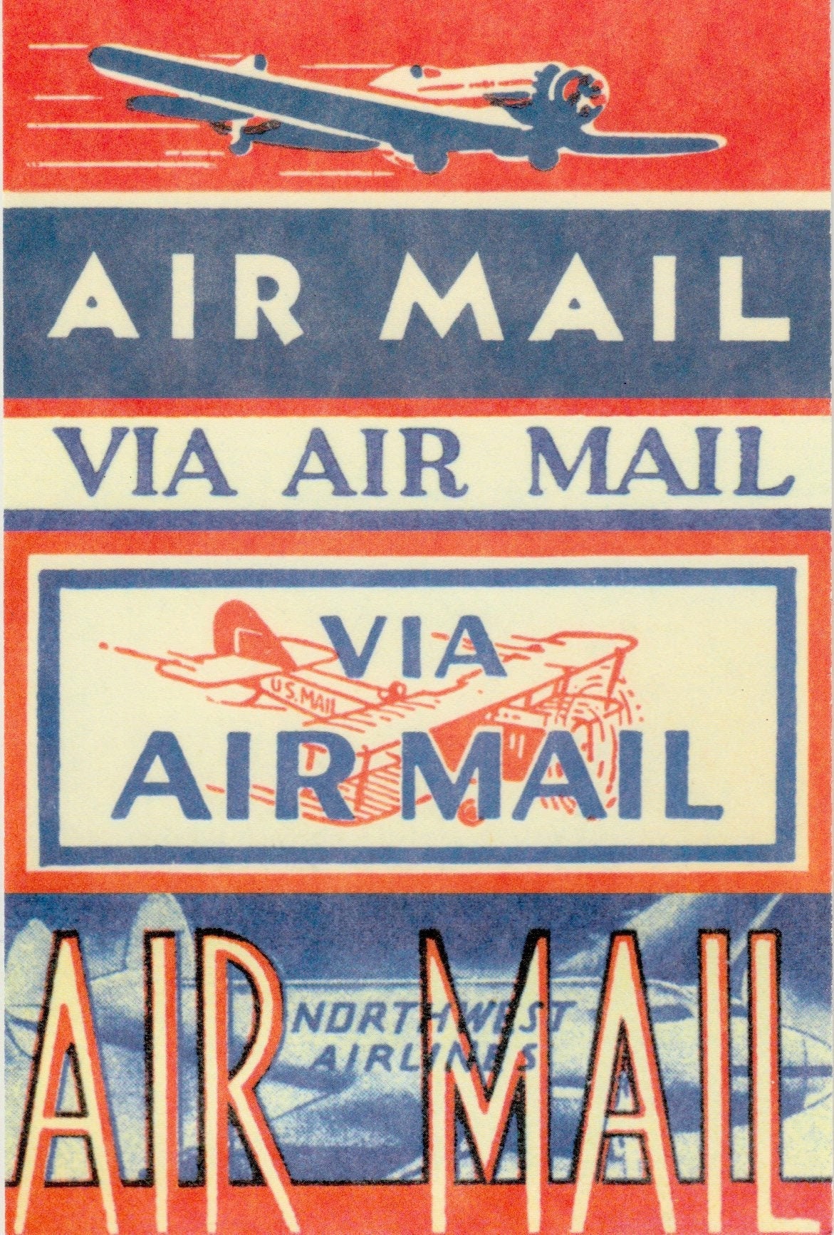 Vintage via Air Mail Postcard Art by Cavallini to Mail, Frame or Junk ...