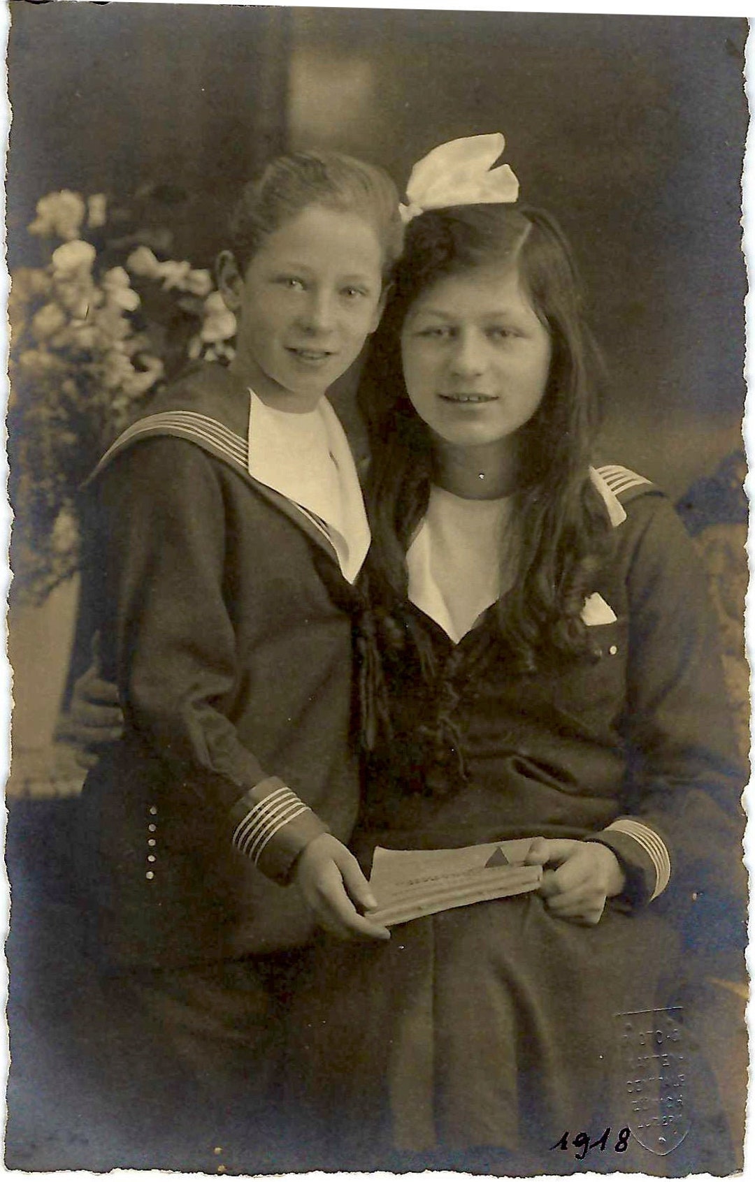 Vintage RPPC - 1918 German Brother and Sister Photograph, Unused ...