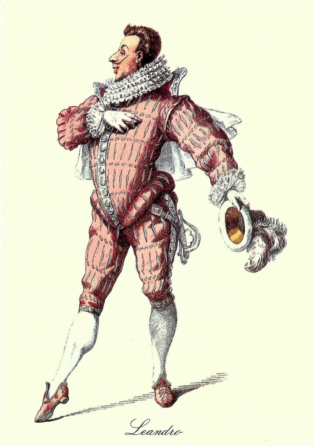 Italian Commedia Dell'arte Leandro Print to Frame or Use in Paper Arts ...