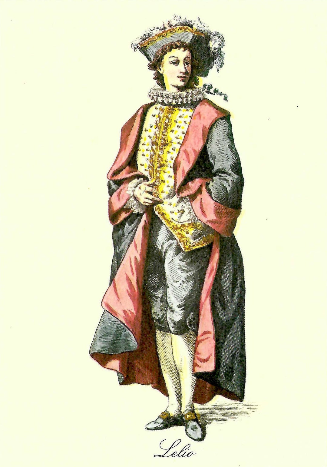 Italian Commedia Dell'arte Lelio Print to Frame or Use in Paper Arts ...