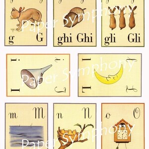 Vintage Inspired Italian Alphabet Flash Cards Digital Collage Sheets ...