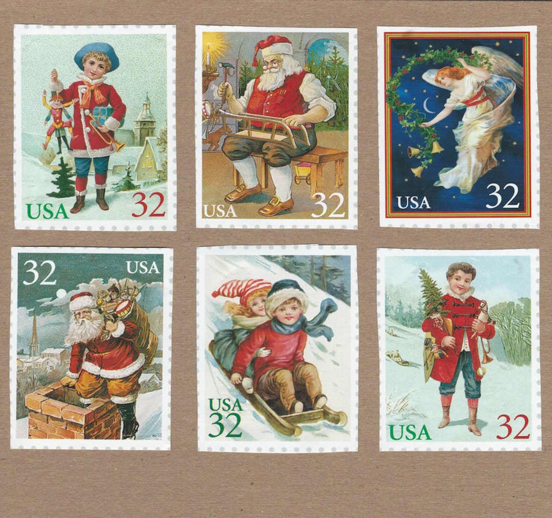 Christmas Postage Stamps, Oversized Vintage Images, Project Clip Art ...