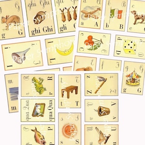 Vintage Inspired Italian Alphabet Flash Cards Digital Collage Sheets ...
