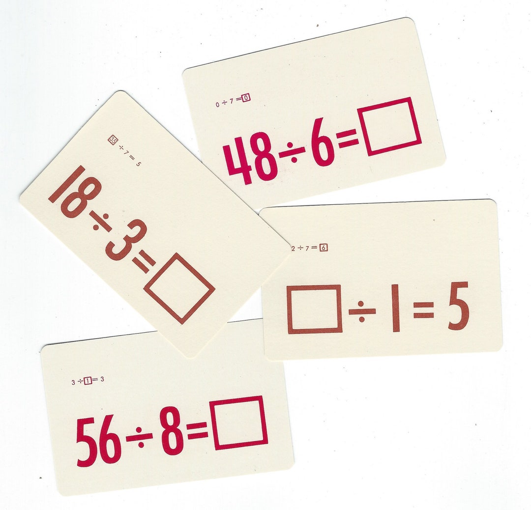 Vintage Flash Cards, School Arithmetic, Division Flash Cards, Math ...