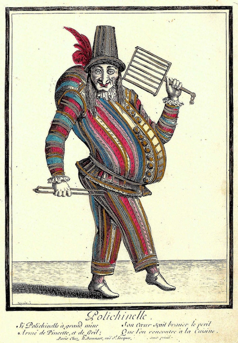 Italian Commedia Dell'arte Polichinelle Print to Frame or Use in Paper ...