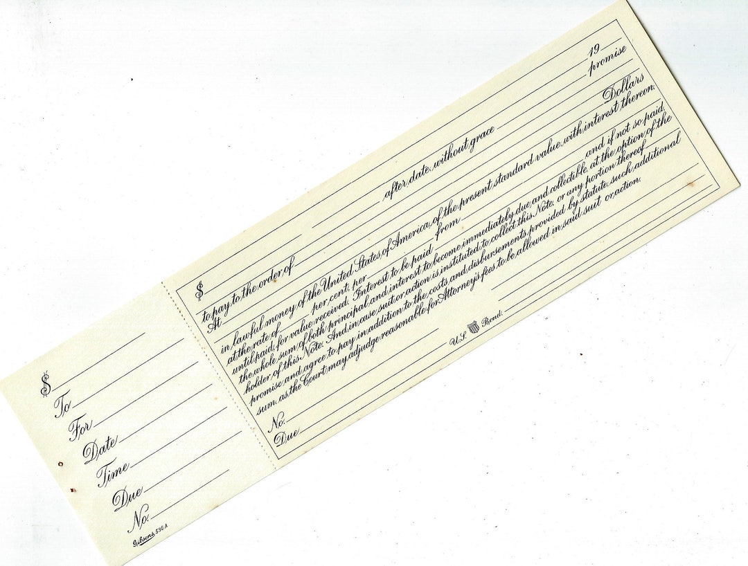 Vintage Early 1900's Blank Paper Promissory Note for Junk Journals ...