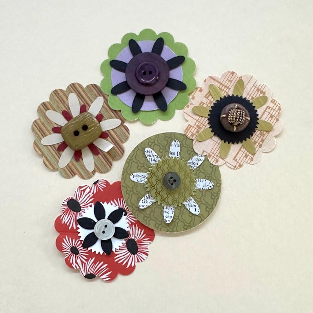 Layered Paper Flower Pack - 5 Embellishment Pieces for Junk Journals ...