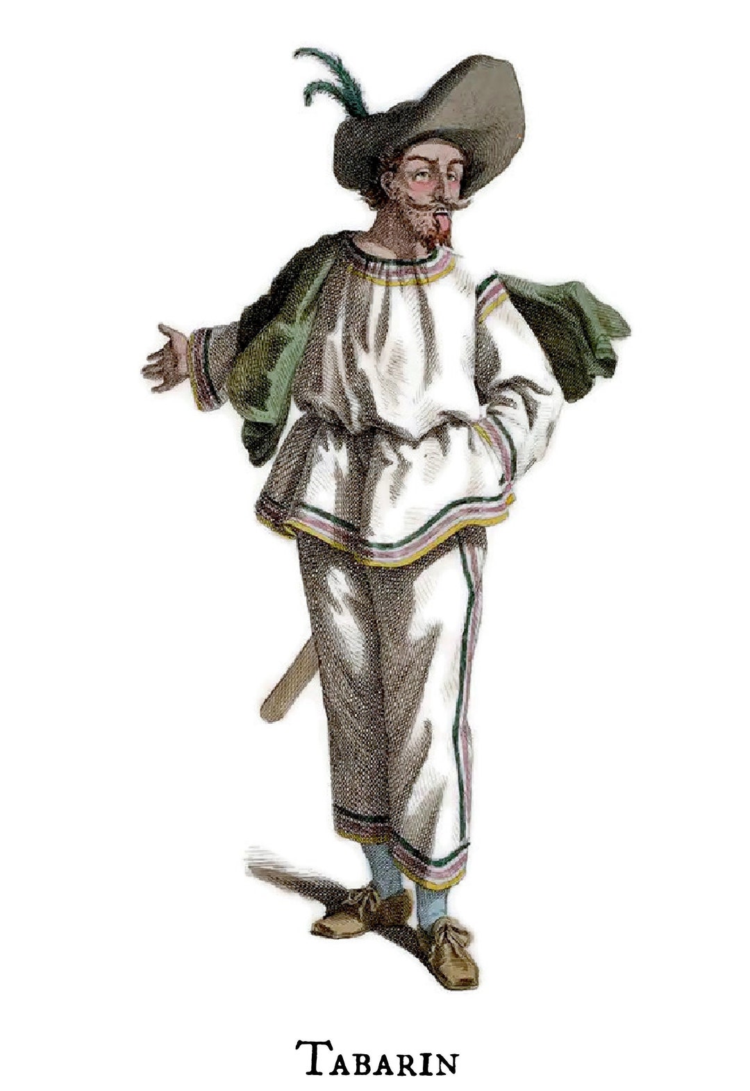 Italian Commedia Dell'arte Tabarin Print to Frame or Use in Paper Arts ...