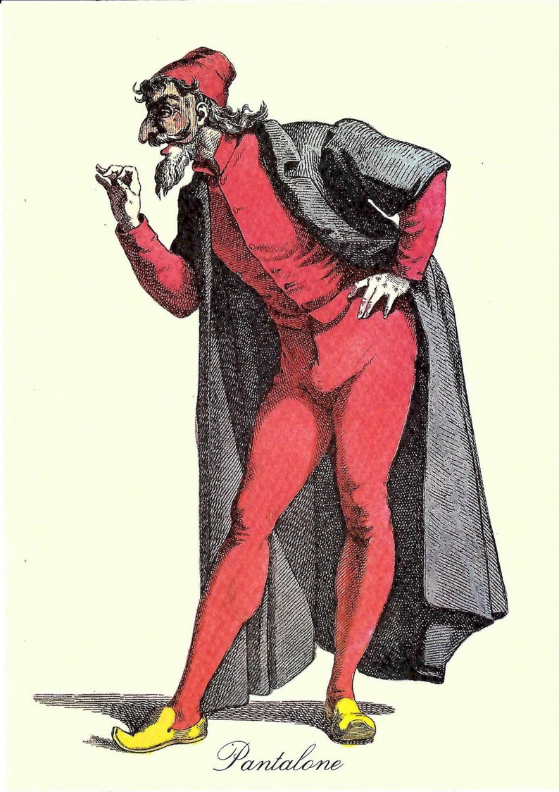 Italian Commedia Dell'arte Pantalone Postcard to Frame, Mail or Use in ...