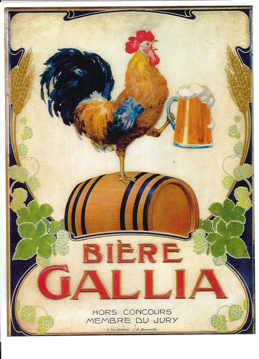 Beire Gallia French Poster to Frame or for Paper Arts, Collage ...