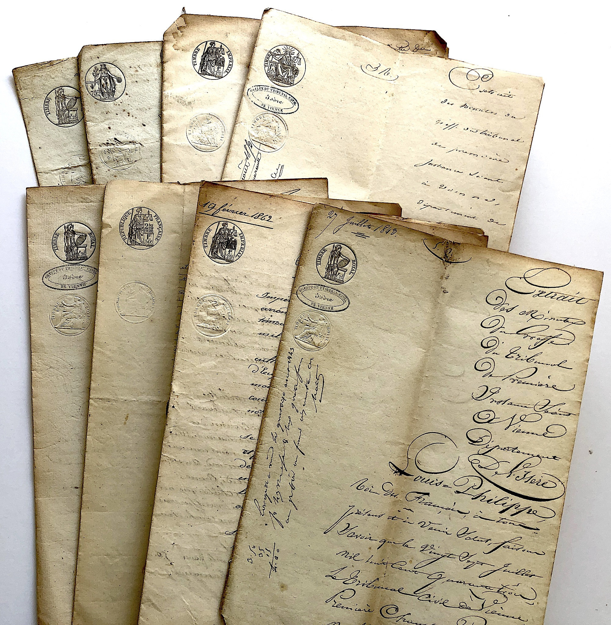 1800's French Notary Legal Document Page, One 8 Inch X 12 Inch Page ...