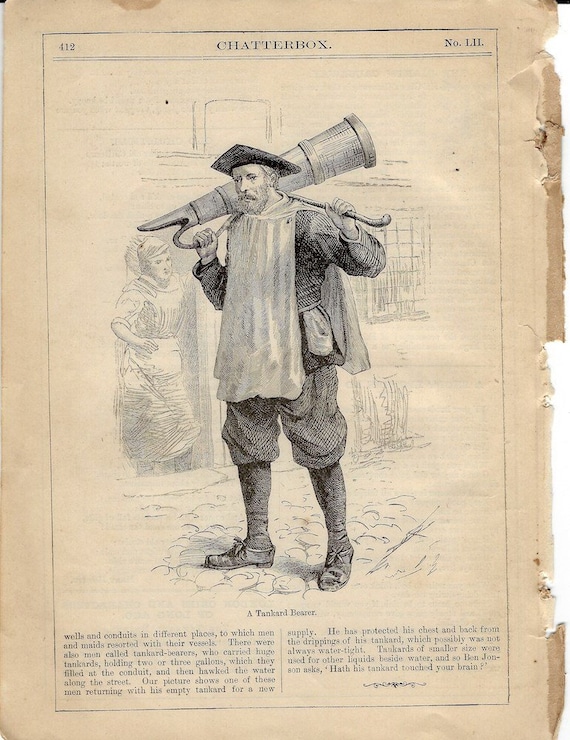 The Tankard Bearer a Rare Antique Book Page Etching From 1891 | Etsy