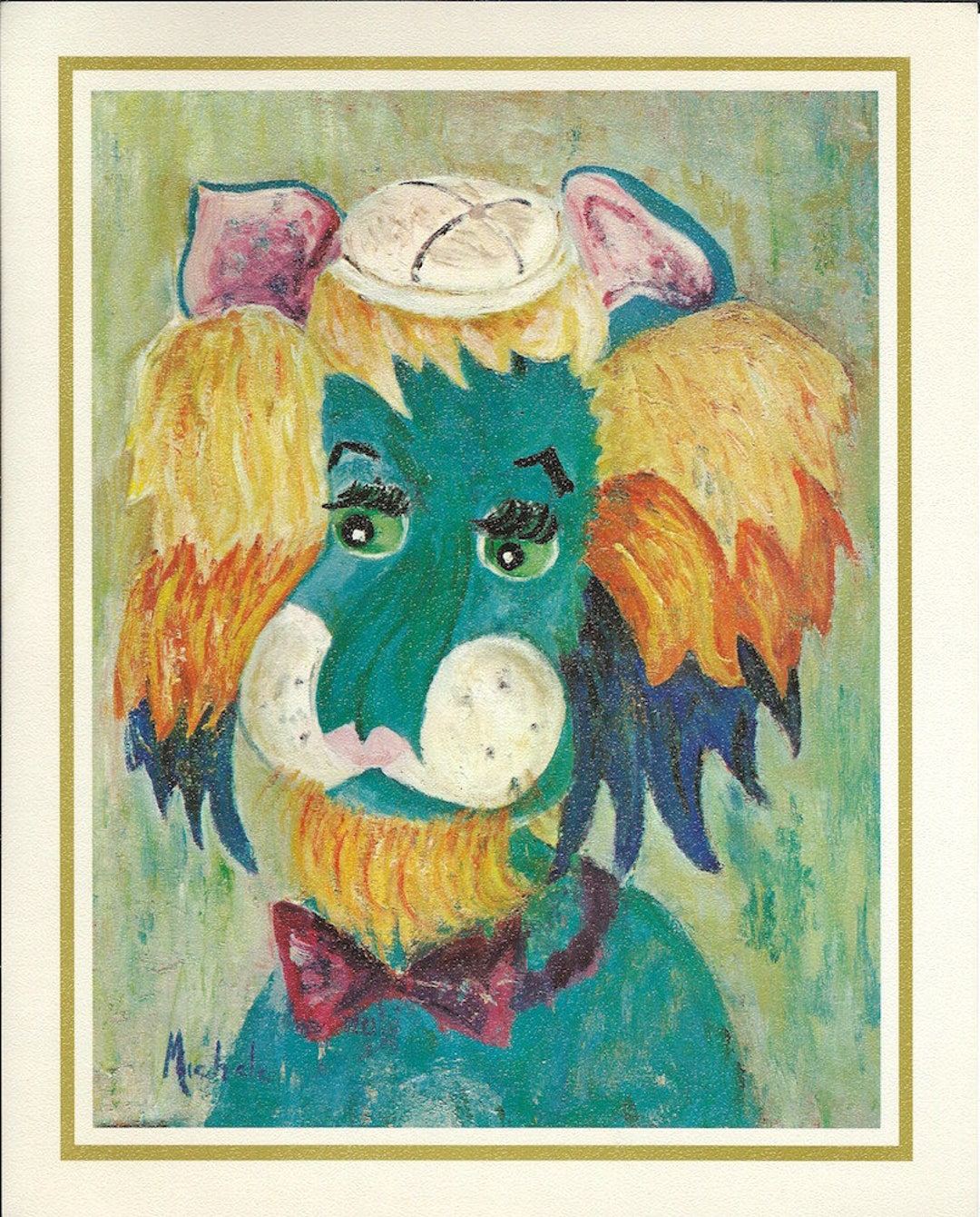 Vintage Blue Dog Print by Canadian Artist Michele Press to Frame or for ...