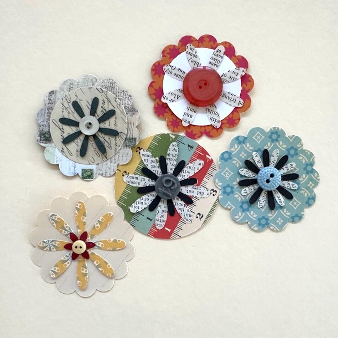 Layered Paper Flower Pack - 5 Embellishment Pieces for Junk Journals ...