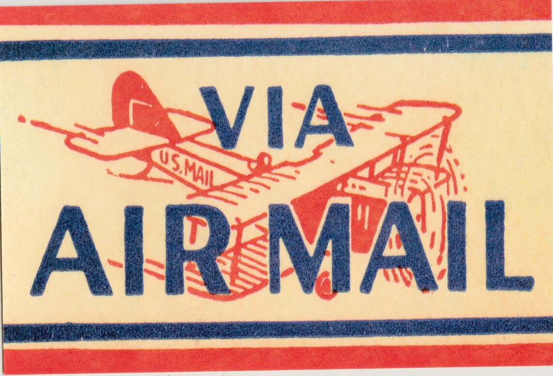 Vintage U.S. Via Air Mail Postcard by Cavallini to Mail or - Etsy España