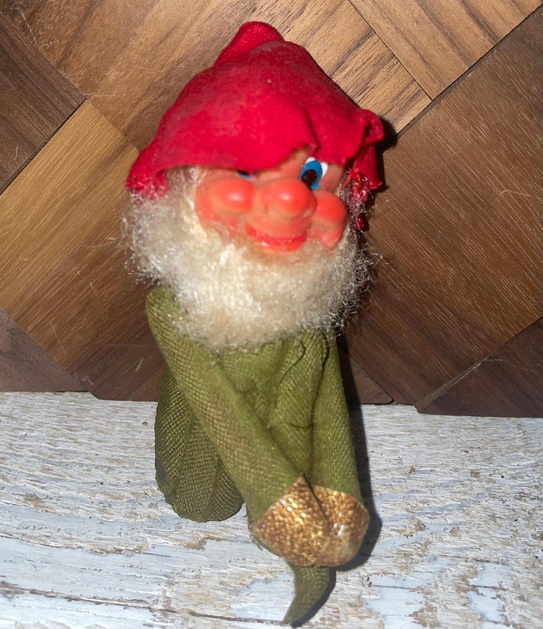 Vintage Mid Century Green Elf With Beard Knee Hugger Christmas Figure ...