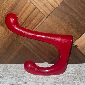 Vintage 70s Large Cherry Red Molded Plastic Wall Mounted Coat Hook - Etsy