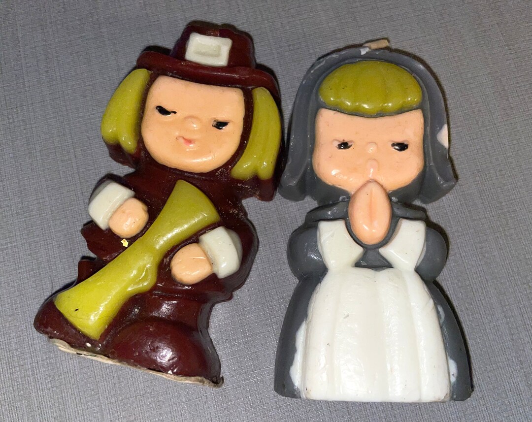 Vintage Thanksgiving Pilgrim Candles Candle Set of Two by M & F - Etsy