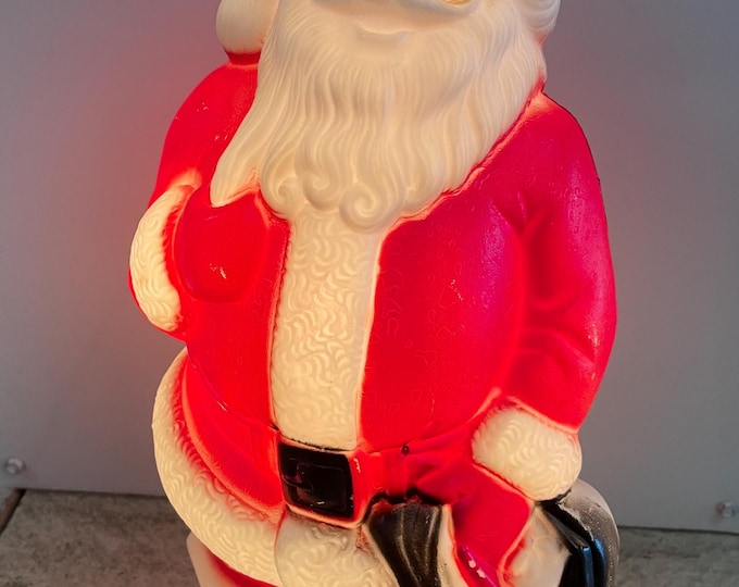 Vintage Mid Century Light up Blow Mold Plastic Santa Claus Statue ...