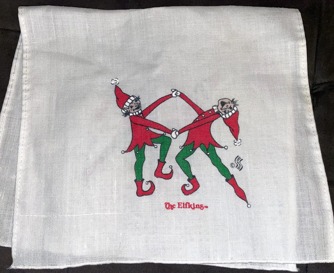 Vintage Mid Century the Elfkins Dancing Elves Linen Towel - Etsy