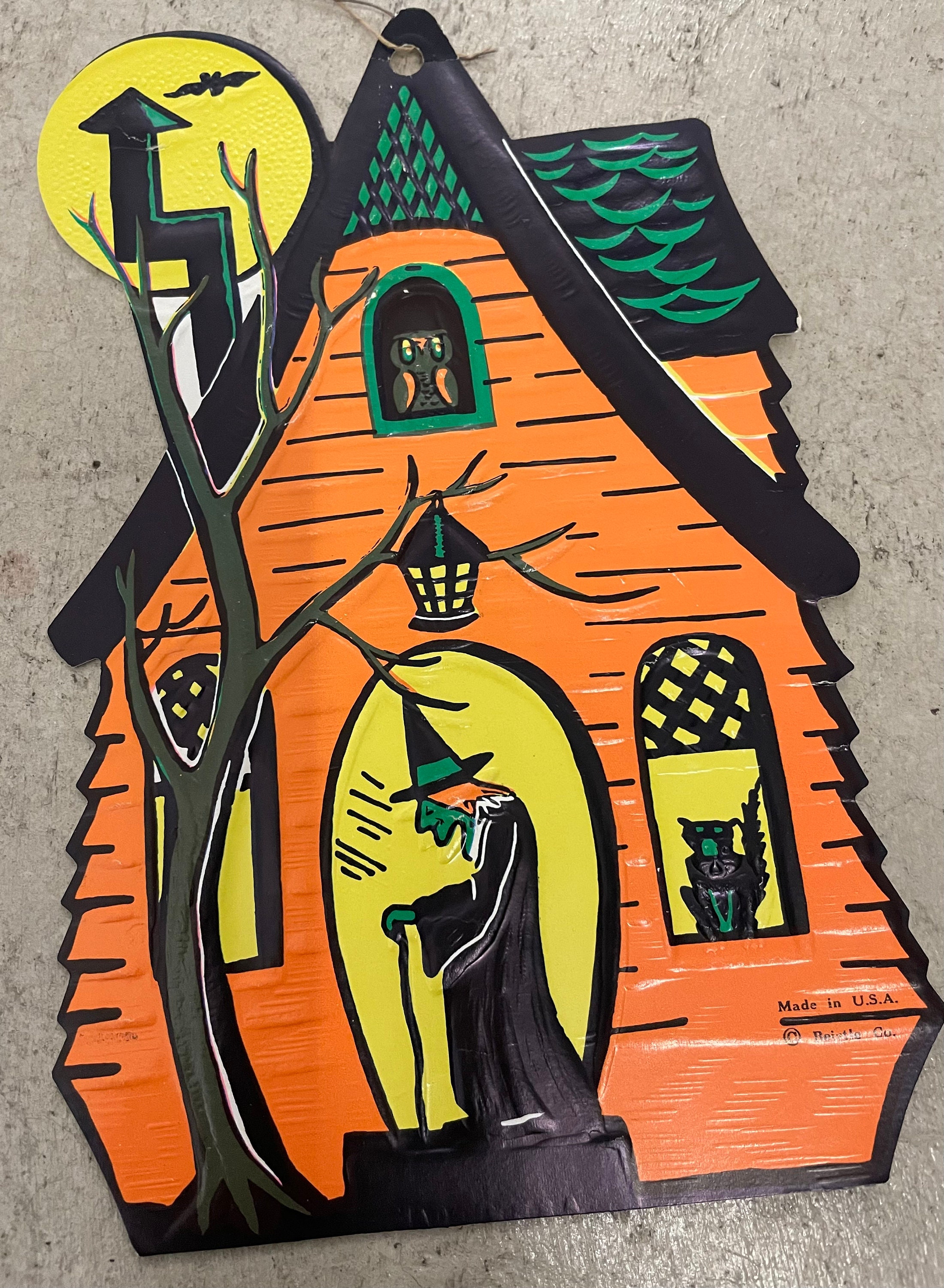 Vintage Cut Out Haunted House With Witch Paper Cardboard Halloween ...
