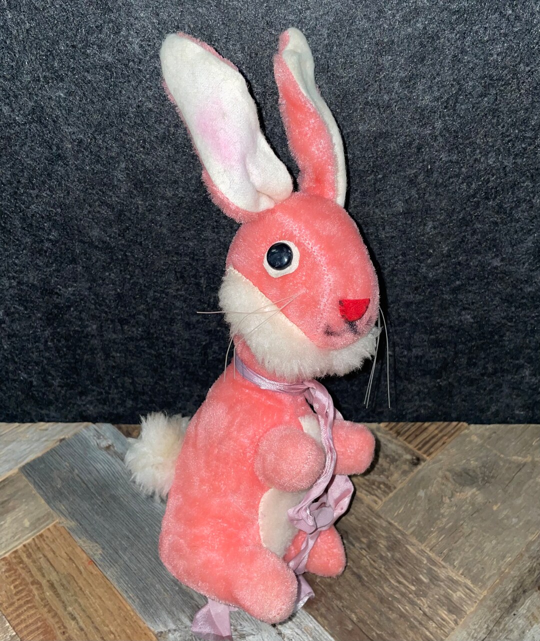 Vintage Mid Century Pink Bunny Rabbit Plush Stuffed Animal Made in ...