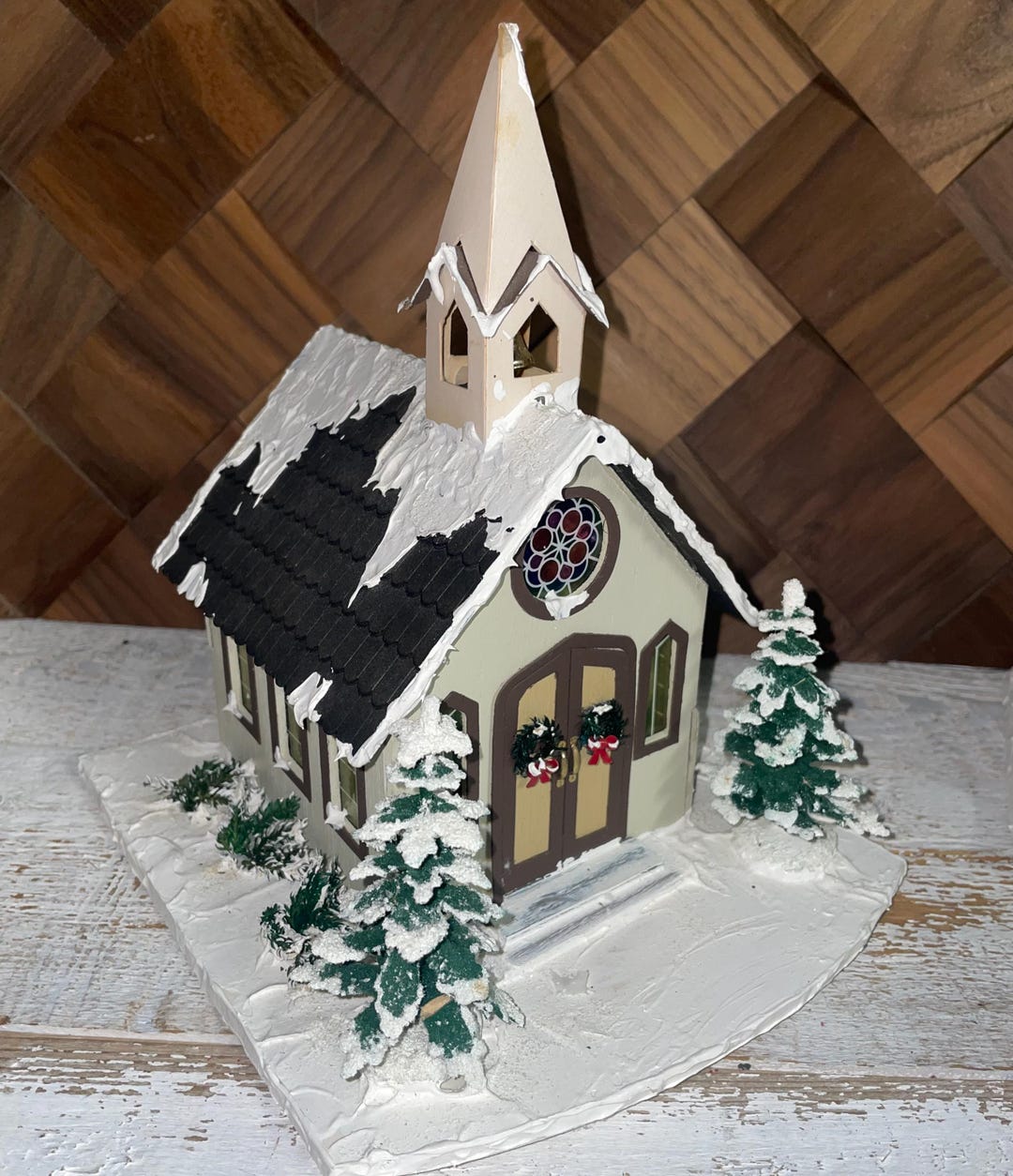 Vintage Christmas Village Chapel Handmade of Cardboard - Etsy