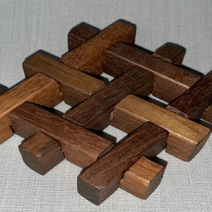 Vintage Mid Century Walnut Wood Interlocking Slat Puzzle Trivet - Etsy