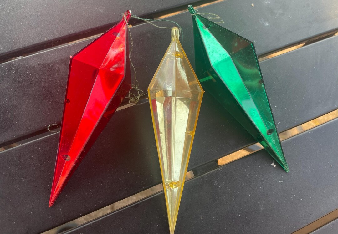 Vintage Mid Century Red Gold and Green Atomic Diamond Shaped Jewel ...