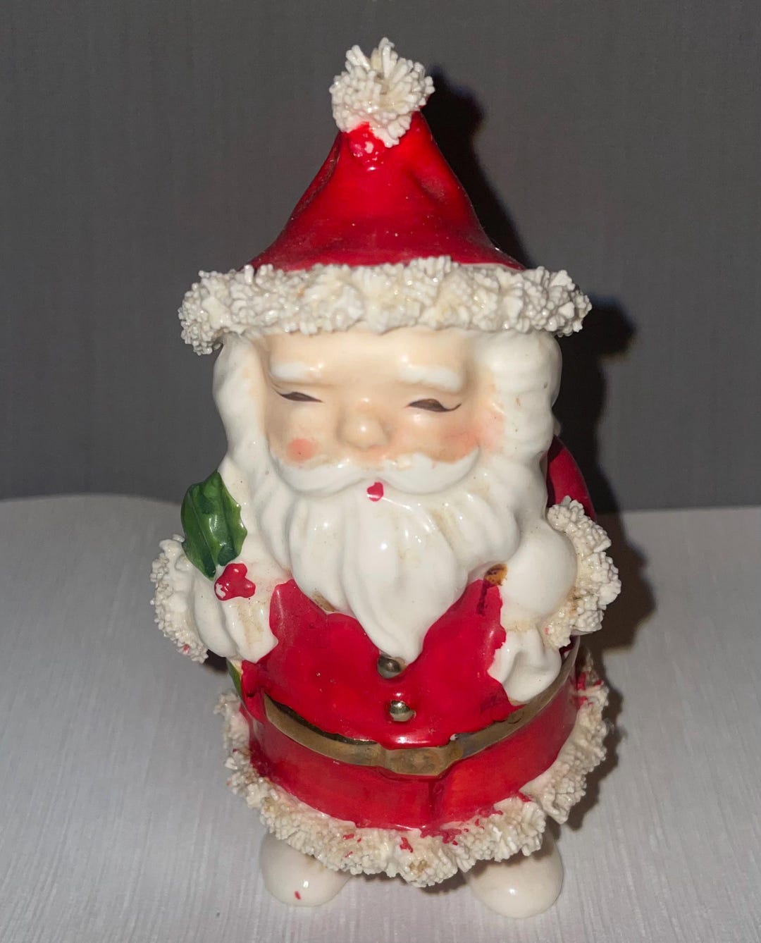 Vintage Mid Century Napco Ceramic Spaghetti Santa Claus Holding Sack ...
