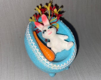 Blue Flocked Bunny - Etsy