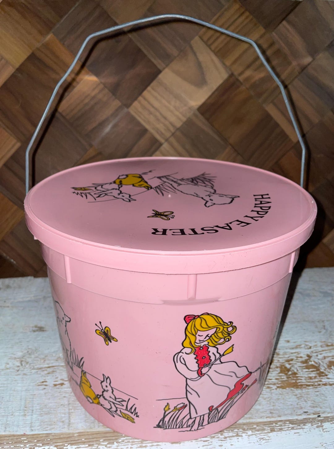 Vintage 70s Pink Plastic Happy Easter Bucket Basket - Etsy