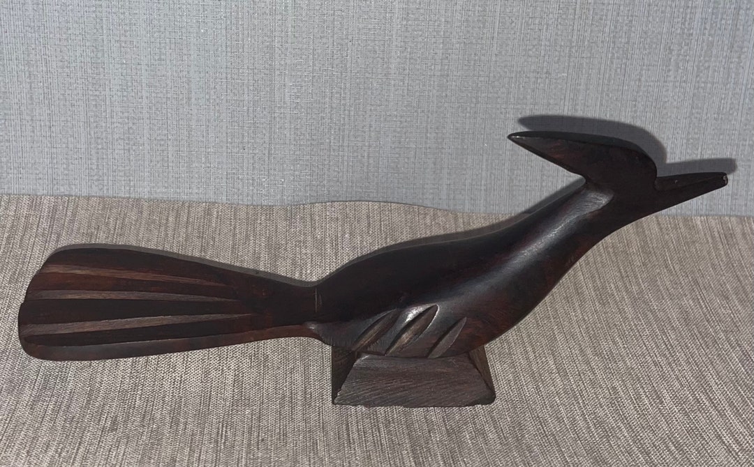 Vintage Mid Century Small Carved Wood Road Runner Statue Decor - Etsy