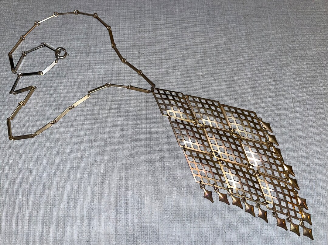 Vintage MOD Diamond Shaped Segment Pendant Dangle Necklace - Etsy