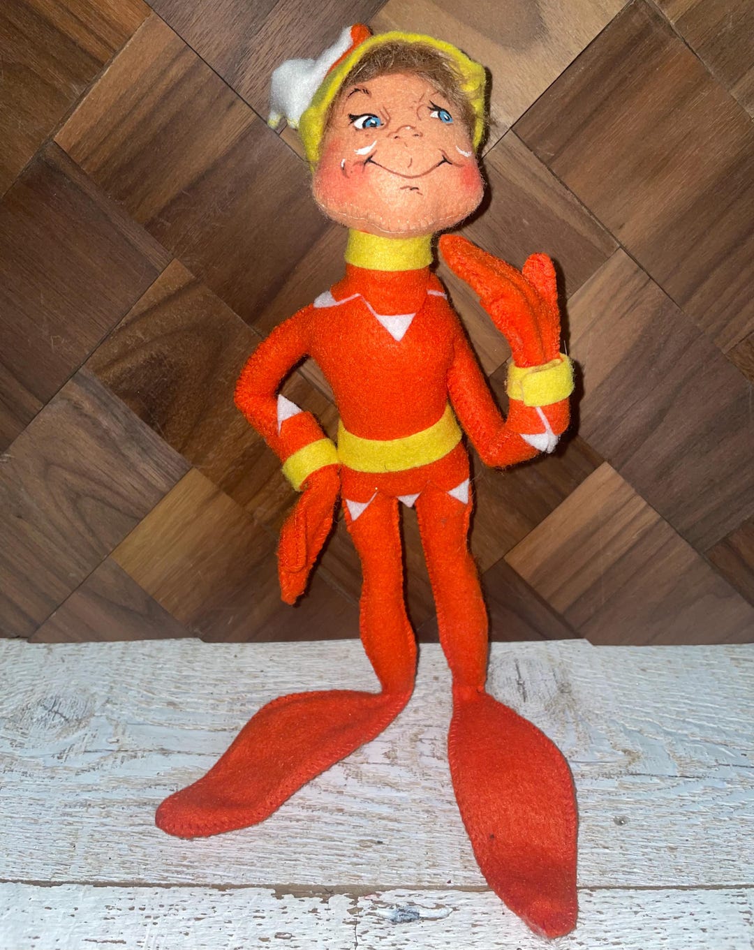 Vintage Orange and Yellow Elf Christmas Figure Doll Decor by Annalee - Etsy