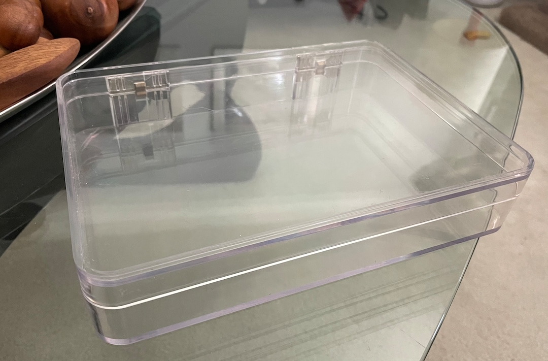 Vintage Clear Acrylic Rectangular Box With Hinged Lid - Etsy