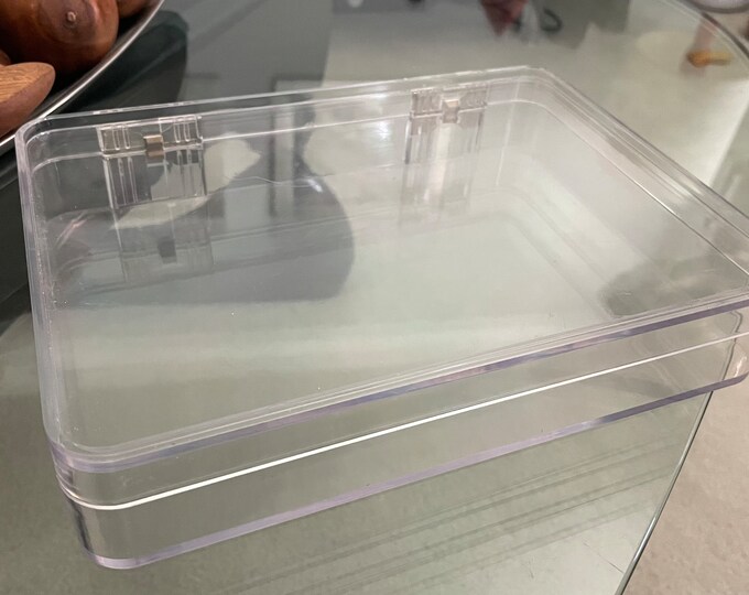Vintage Clear Acrylic Rectangular Box With Hinged Lid - Etsy