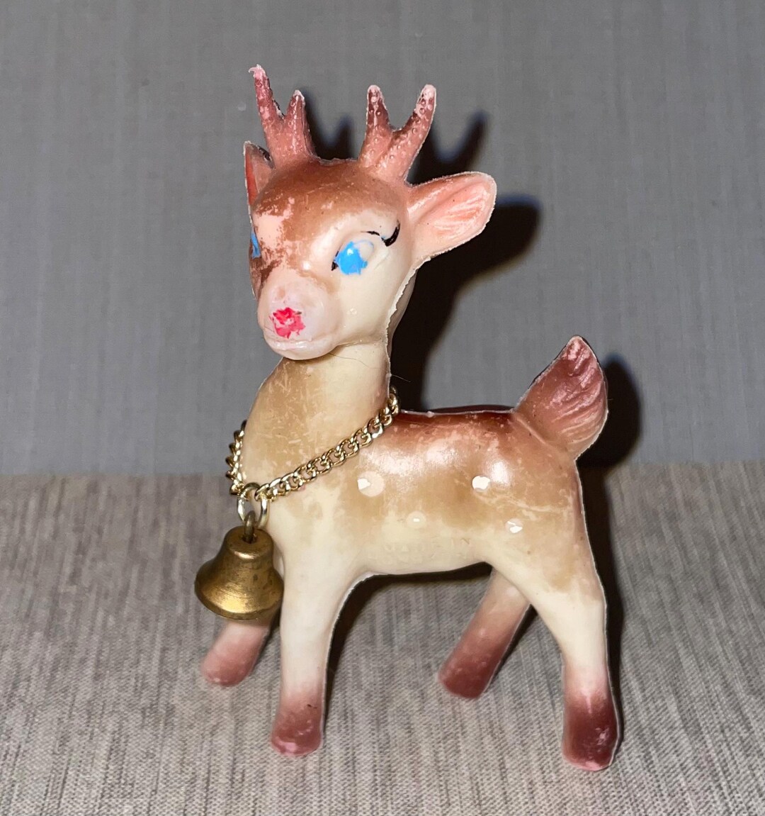 Vintage Rudolph the Red Nose Reindeer Plastic Christmas Small Figure ...